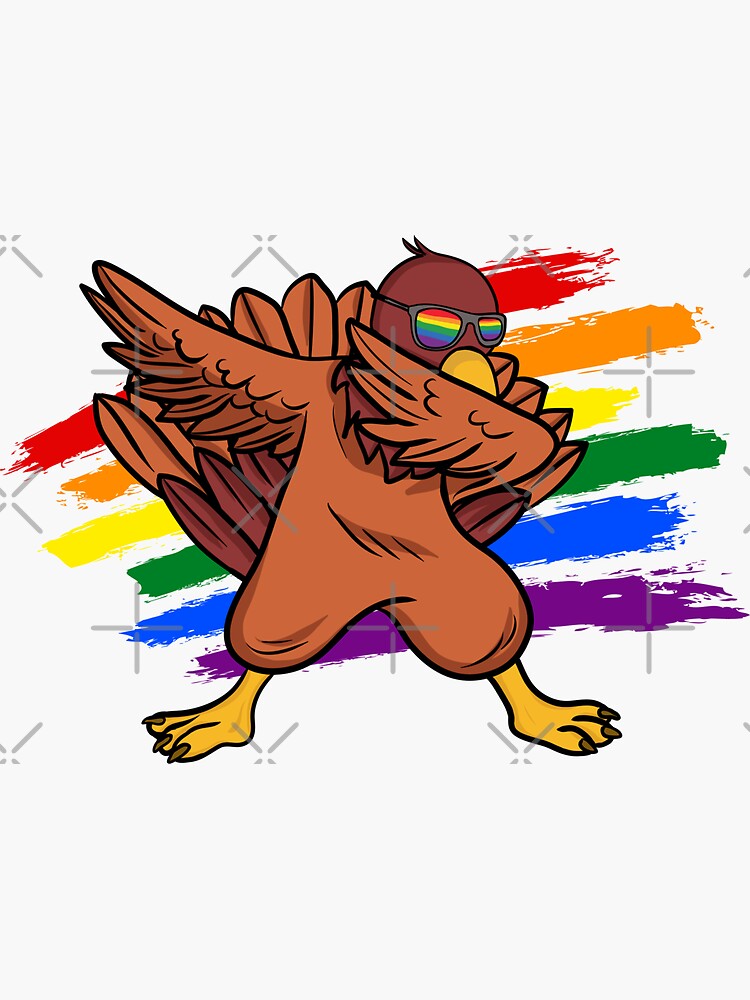 "Funny Dabbing Turkey LGBT Gay Lesbian Pride Thanksgiving" Sticker for ...