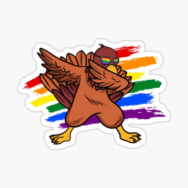 "Funny Dabbing Turkey LGBT Gay Lesbian Pride Thanksgiving" Sticker for ...