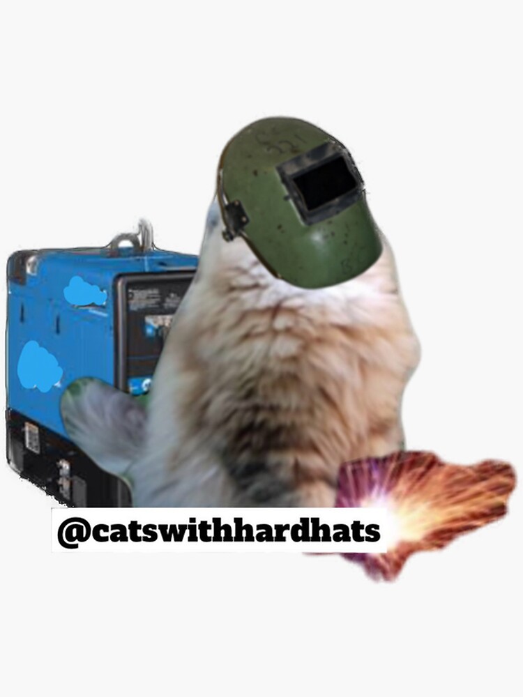 "WELDER CAT" Sticker for Sale by Catwithhardhat | Redbubble