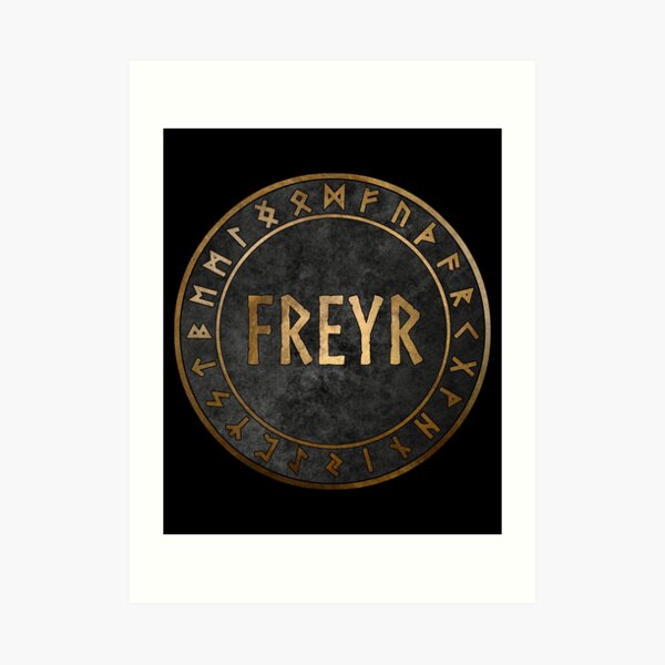 "Freyr Norse God with Viking Runes" Art Print for Sale by ...