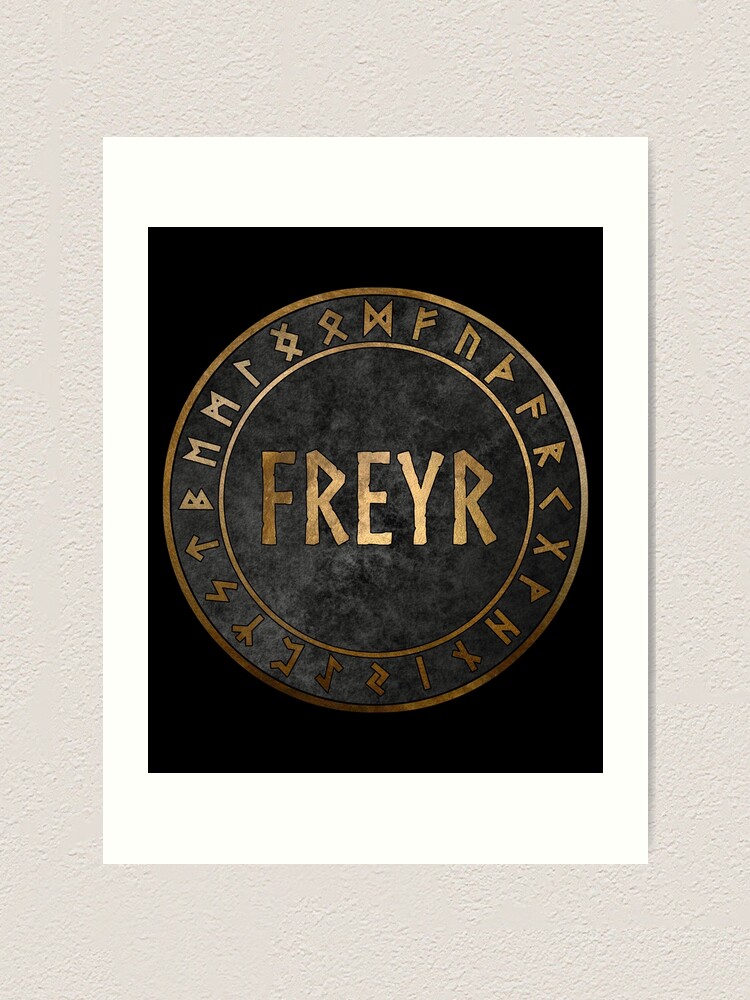 "Freyr Norse God with Viking Runes" Art Print for Sale by ...