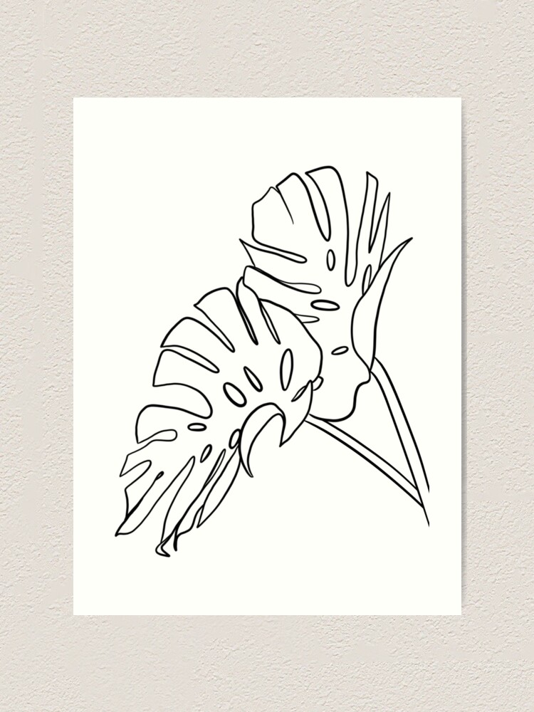 "Monstera Leaves Line Drawing" Art Print for Sale by makesbymiss ...