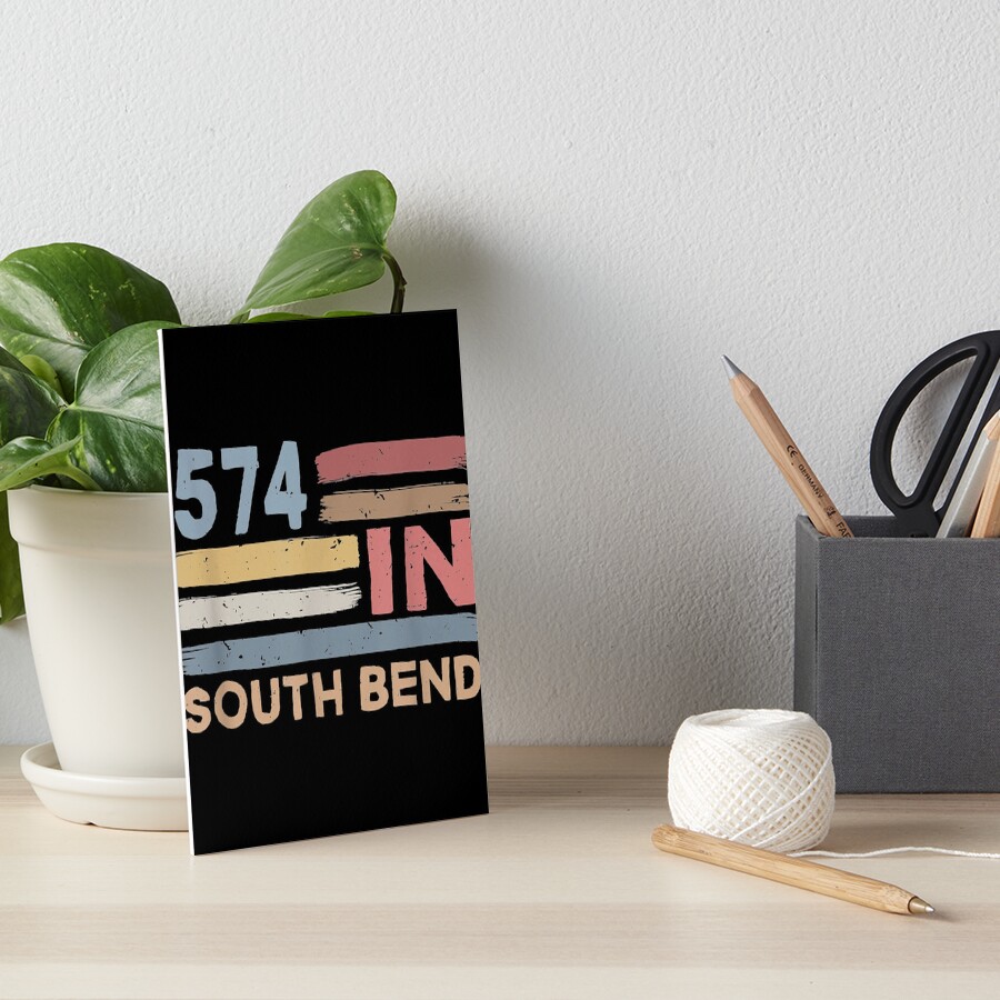 "Retro South Bend Area Code 574 Residents State Indiana" Art Board ...