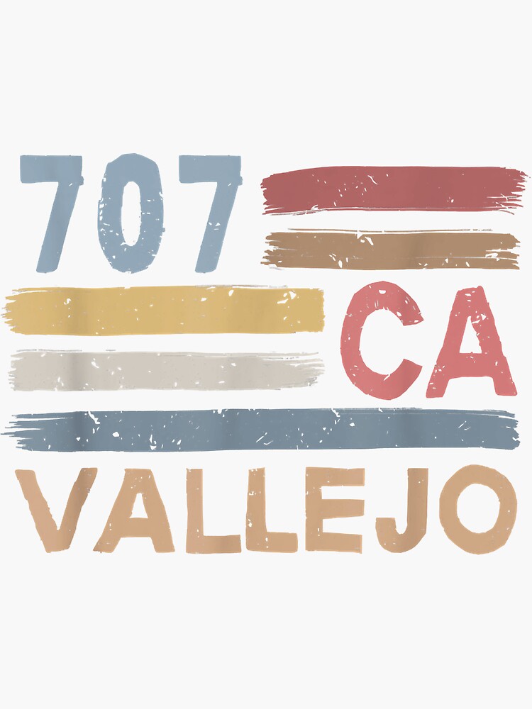"Retro Vallejo Area Code 707 Residents State California" Sticker for ...