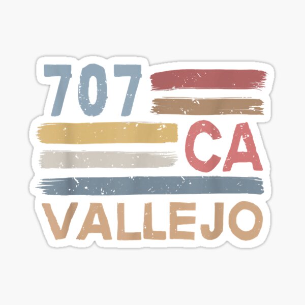 "Retro Vallejo Area Code 707 Residents State California" Sticker for ...