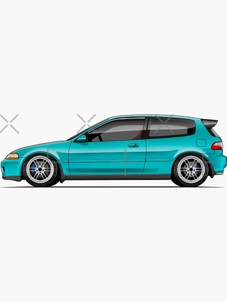 "Civic EG6 Aztec Green" Sticker for Sale by Jalcalart | Redbubble