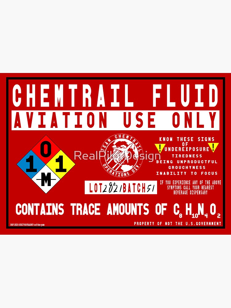 "Chemtrail Fluid Warning Design (Coffee Version)" Sticker for Sale by ...
