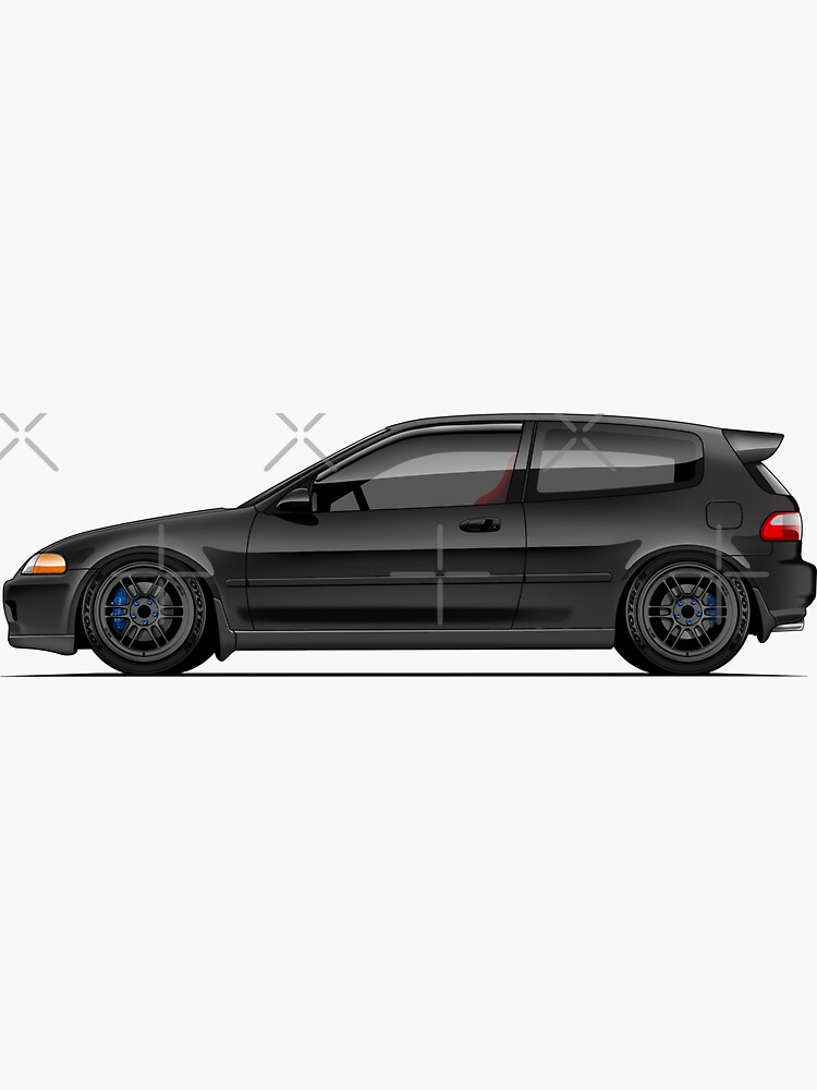 "Civic EG6 Black" Sticker for Sale by Jalcalart | Redbubble