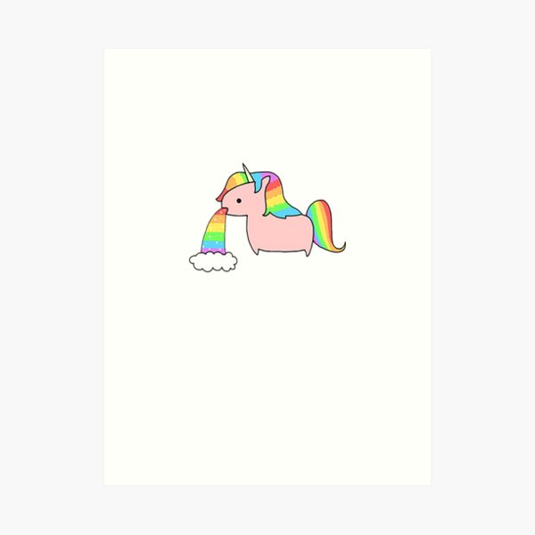 "Cute Rainbow Unicorn Throwing Up A Rainbow " Art Print for Sale by ...