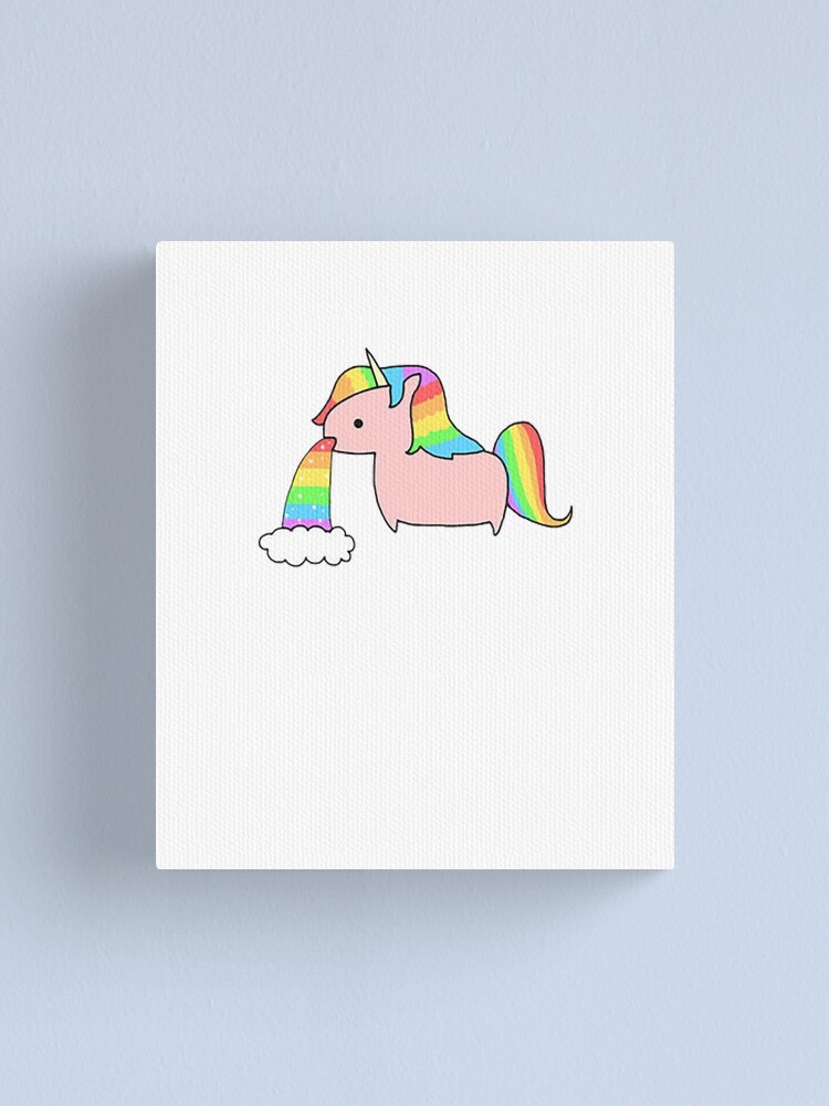 "Cute Rainbow Unicorn Throwing Up A Rainbow " Canvas Print by ...