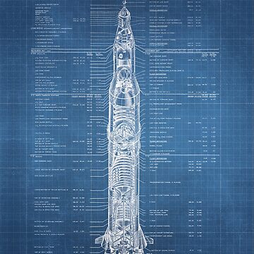 "Apollo Saturn V Blueprint in High Resolution (light blue)" Poster for ...