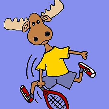 "Cool Moose Playing Tennis Cartoon" Greeting Card for Sale by ...