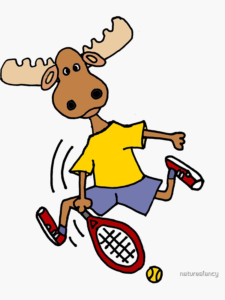 "Cool Moose Playing Tennis Cartoon" Sticker by naturesfancy | Redbubble