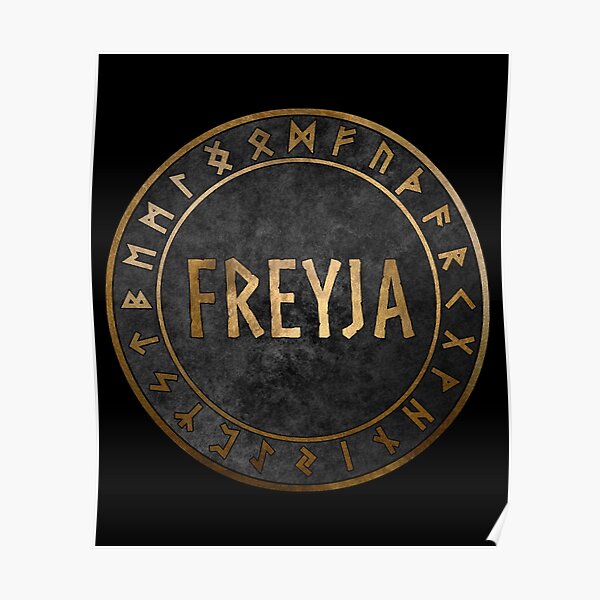 "Freyja Norse Goddess with Viking Runes" Poster for Sale by ...