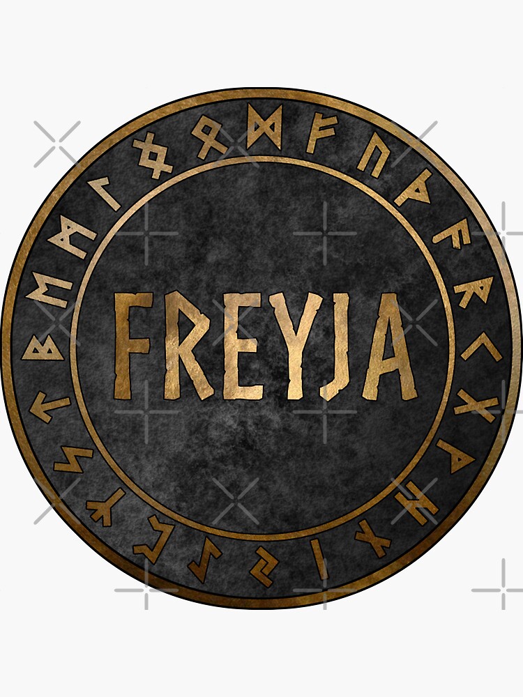 "Freyja Norse Goddess with Viking Runes" Sticker for Sale by ...