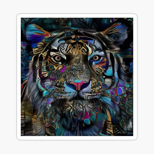 "Uktar, tiger, tigre, tigron, wild cat, lea roche painting" Sticker for ...