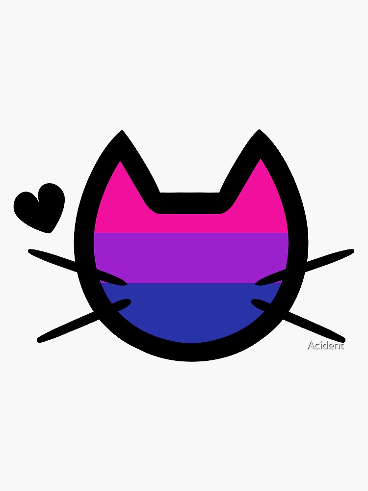 "Pride Cat Head (Bi)" Sticker by Acident | Redbubble