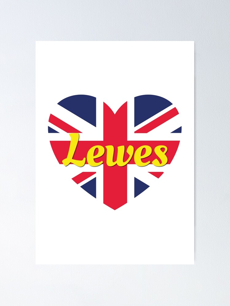 "Lewes East Sussex England British Union Flag Heart (White)" Poster by ...