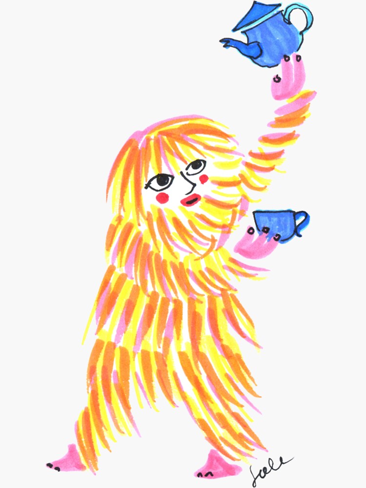 "Tea Time Monster " Sticker for Sale by illytakesatri | Redbubble