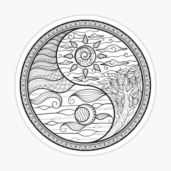 "Taiji Art Sun & Moon" Sticker for Sale by AIOSG | Redbubble