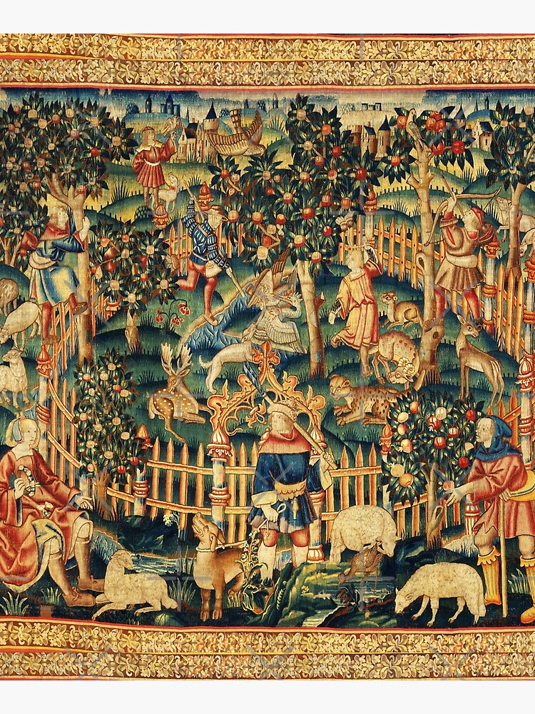 "MEDIEVAL HUNTING OF BIRDS WITH HAWK AND A BOW, DOGS ,ANIMALS Antique ...