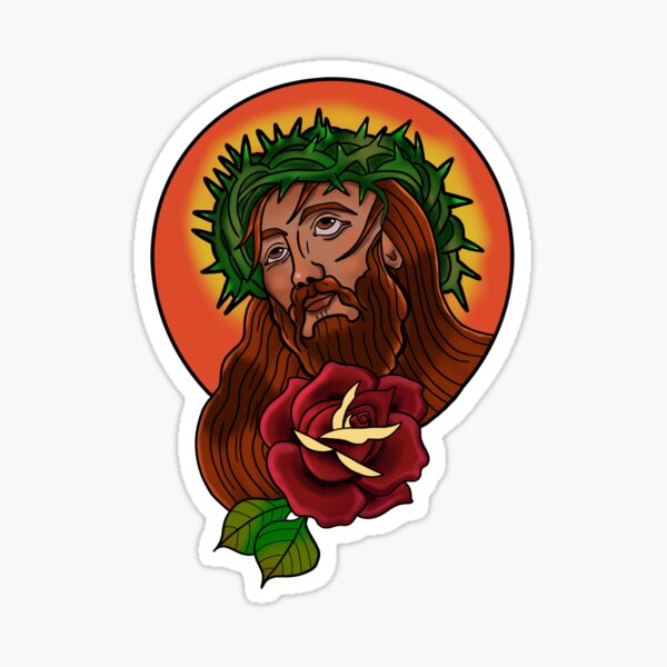 "Neo traditional Jesus" Sticker for Sale by X1810x | Redbubble