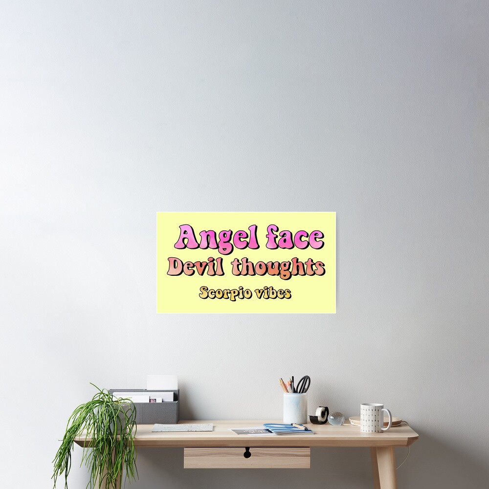 "Angel face devil thoughts scorpio groovy sayings astrology zodiac 70s 80s aesthetic" Poster for ...