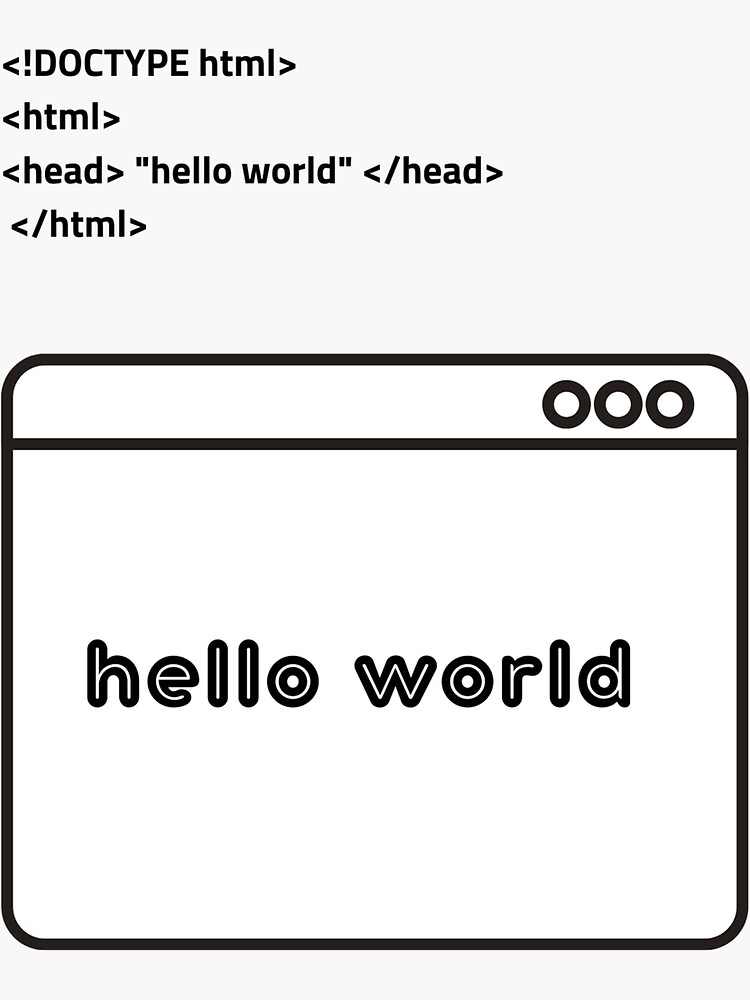 "hello world in html " Sticker for Sale by designesbyhiba | Redbubble
