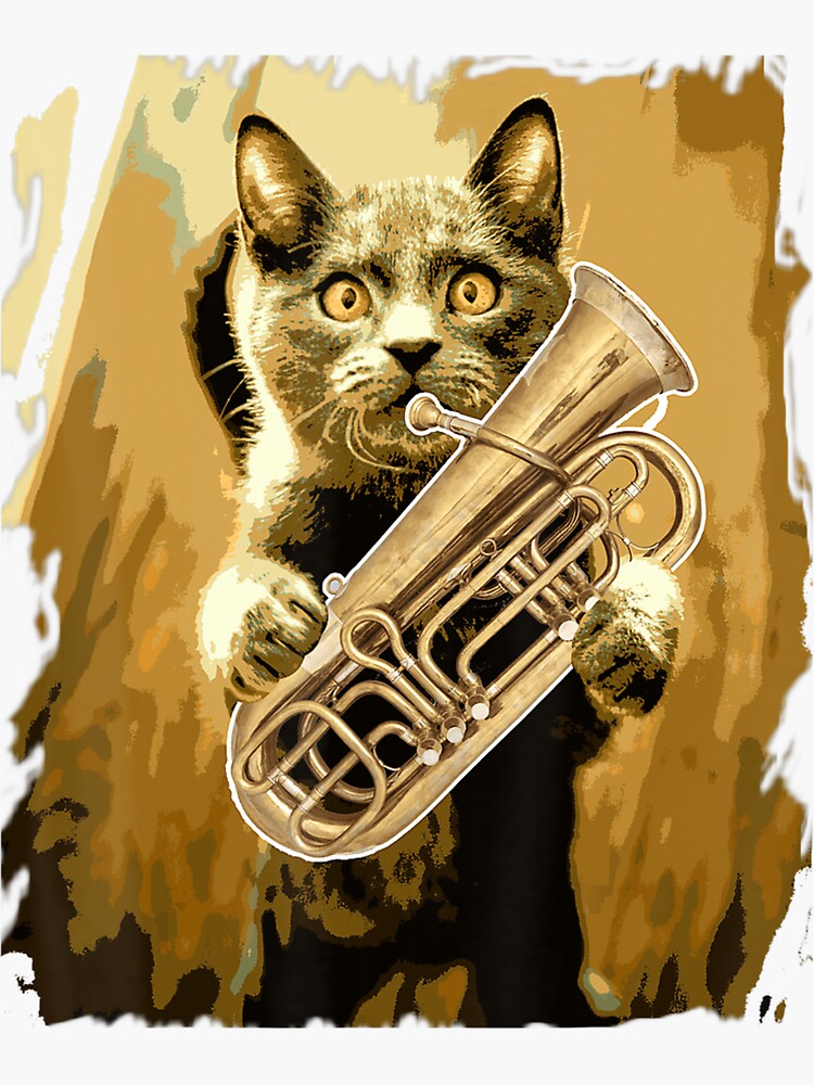 Pegatina «Tuba Player funny Cat Playing Tuba» de DorotheaBertram ...