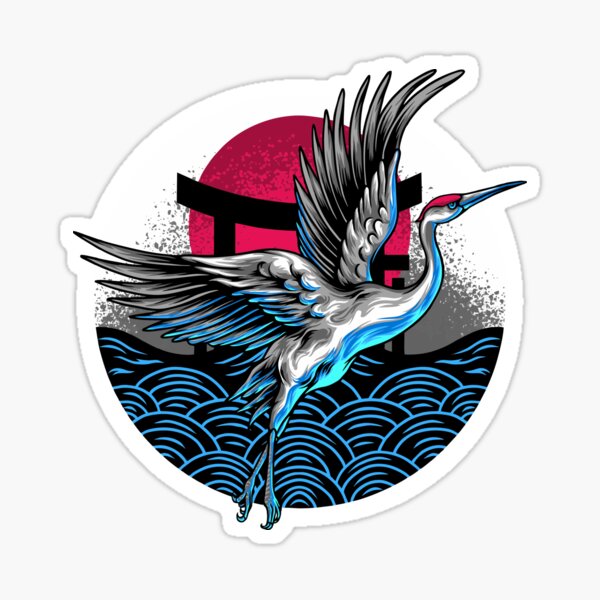 "Japanese Flying Cranes" Sticker by MiyaNiceStore | Redbubble
