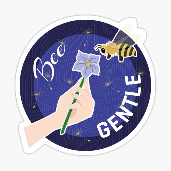 "Bee Gentle - blue" Sticker for Sale by VeronicaFranchi | Redbubble