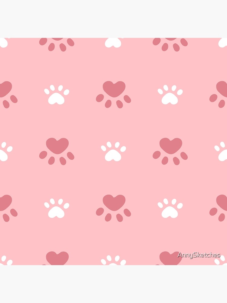 "Cute pink and white kids cat paws pattern illustration" Poster by ...