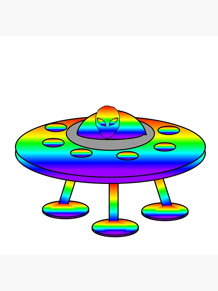 "rainbow alien color full ufo creepy gift halloween" Poster by ...