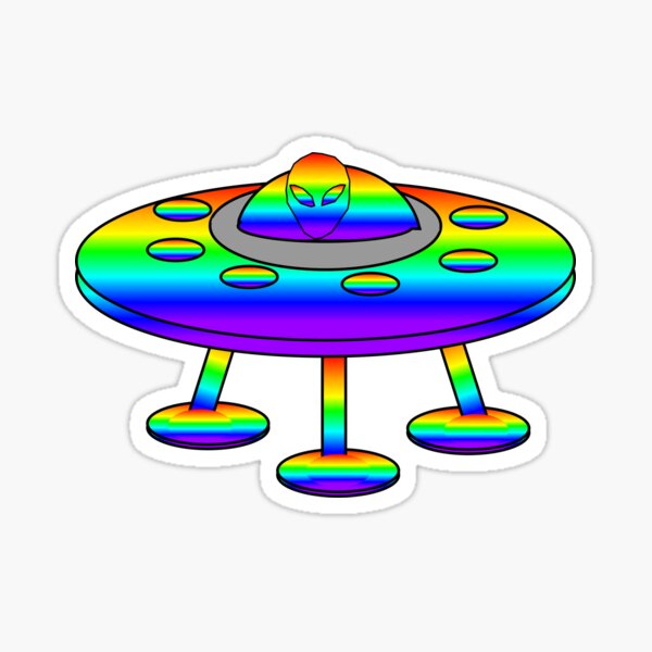 "rainbow alien color full ufo creepy gift halloween" Sticker for Sale ...