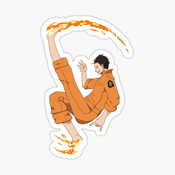 "Shinra Kusakabe" Sticker for Sale by InkyNikki | Redbubble