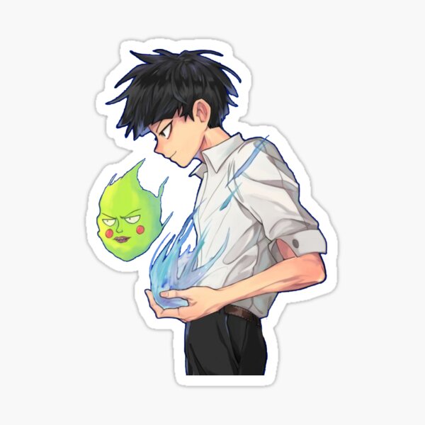 "Overpowered Shigeo" Sticker for Sale by Cursed-Teemo | Redbubble