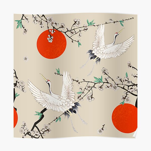 "Japanese art pattern - Flying Herons" Poster for Sale by PyriteDesigns ...