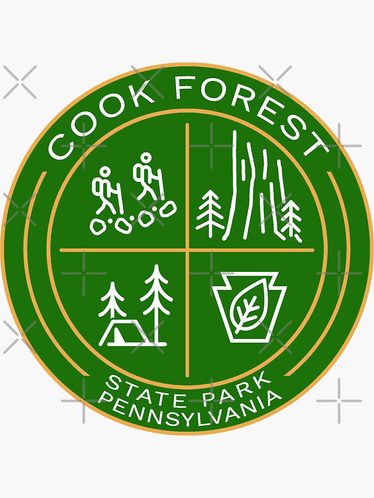 "Cook Forest State Park Heraldic Logo Green" Sticker for Sale by ...