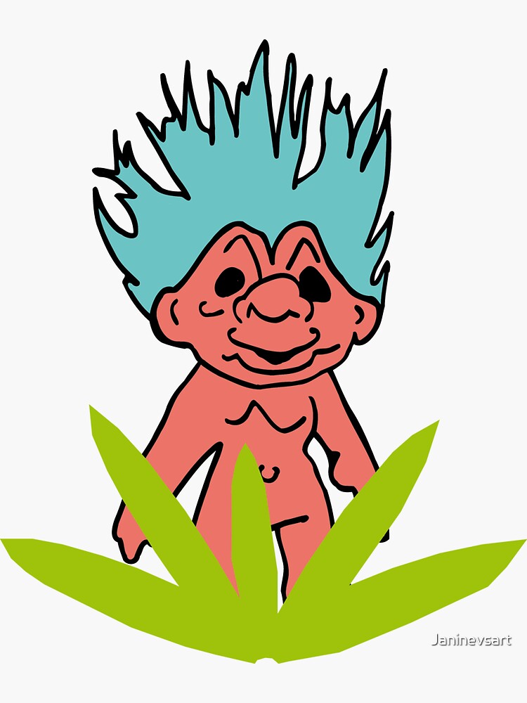 "Troll behind leaf" Sticker for Sale by Janinevsart | Redbubble