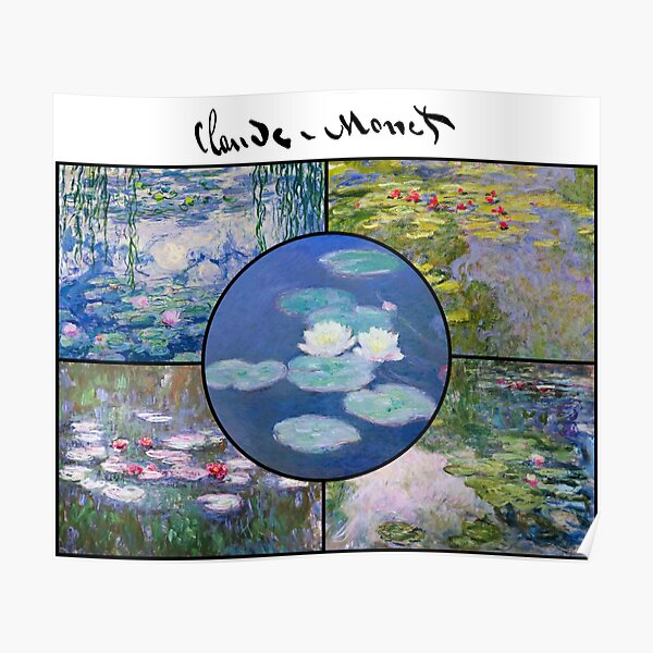 "Water Lilies Collage - Claude Monet" Poster for Sale by brushandframes ...