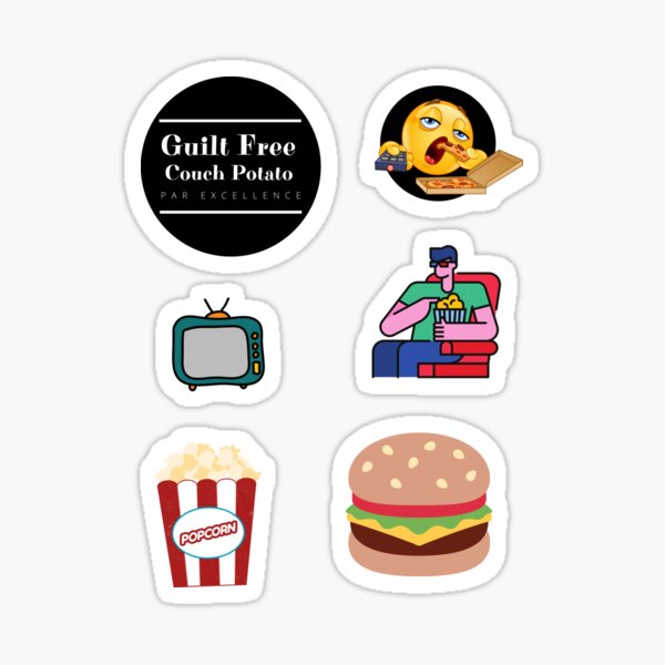 "Guilt Free Couch Potato." Sticker for Sale by Einstein12345 | Redbubble