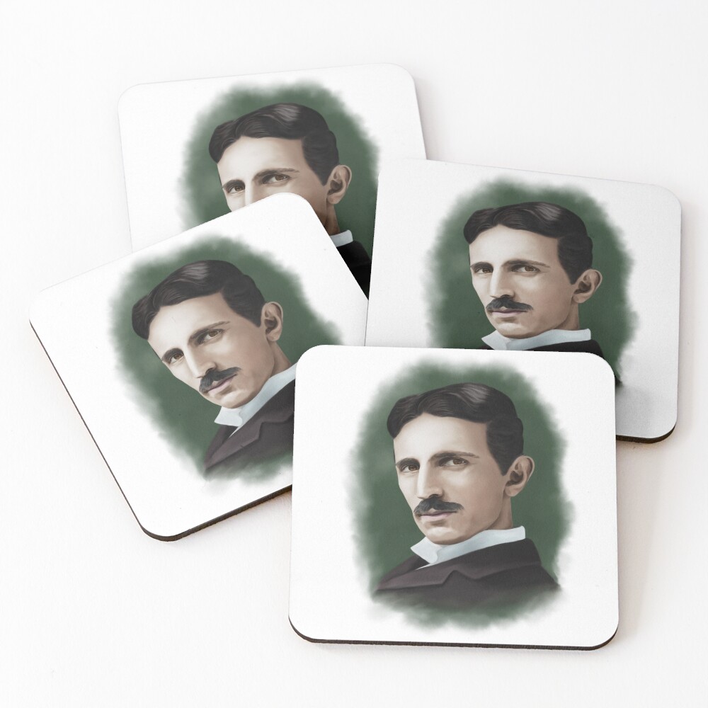 "Nikola Tesla Color Digital Art Portrait with Brown Eye Color" Poster ...