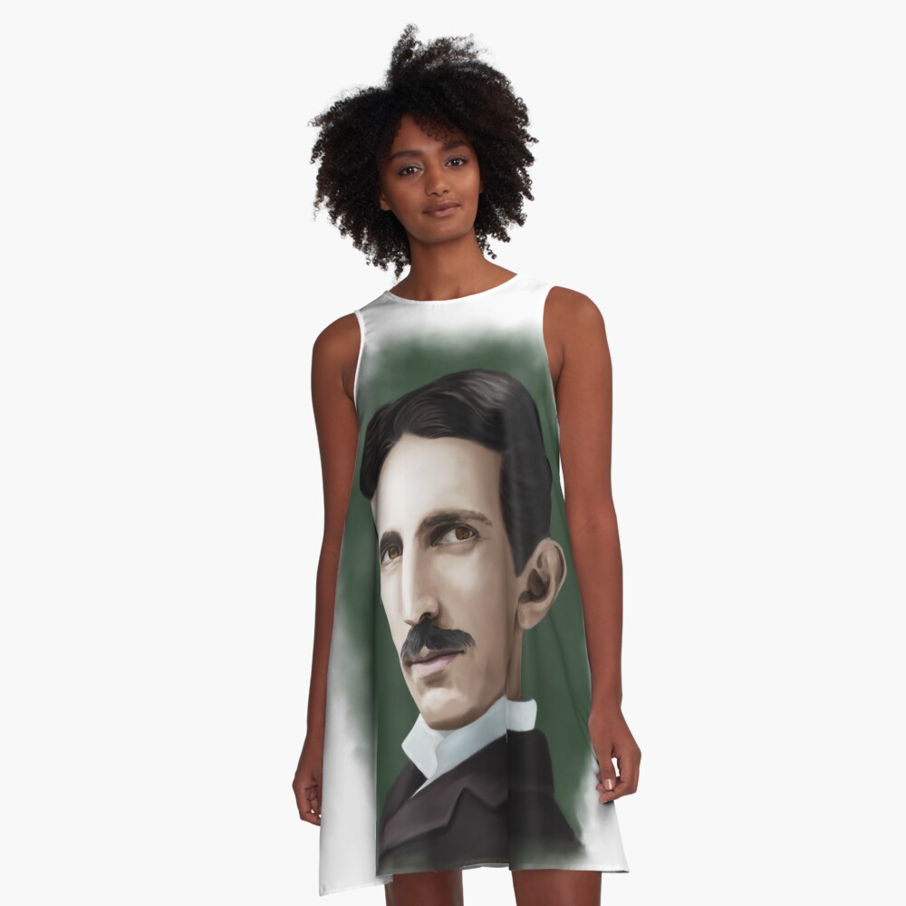 "Nikola Tesla Color Digital Art Portrait with Brown Eye Color" Poster ...