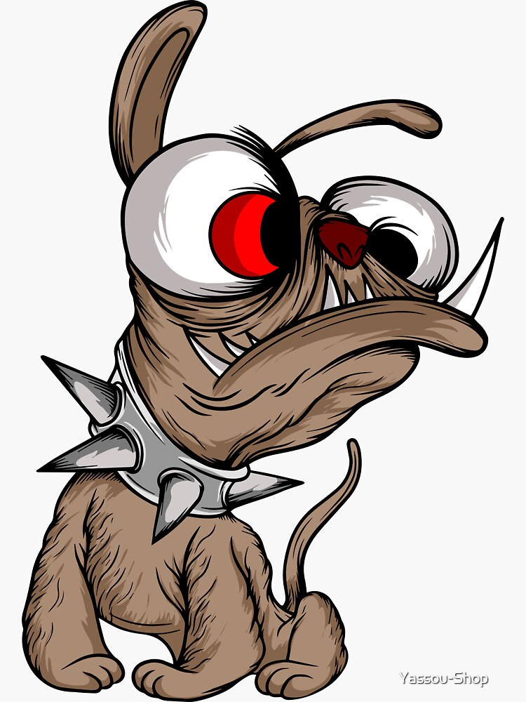 "Funny and Scary Dogs Cartoon " Sticker for Sale by Yassou-Shop | Redbubble