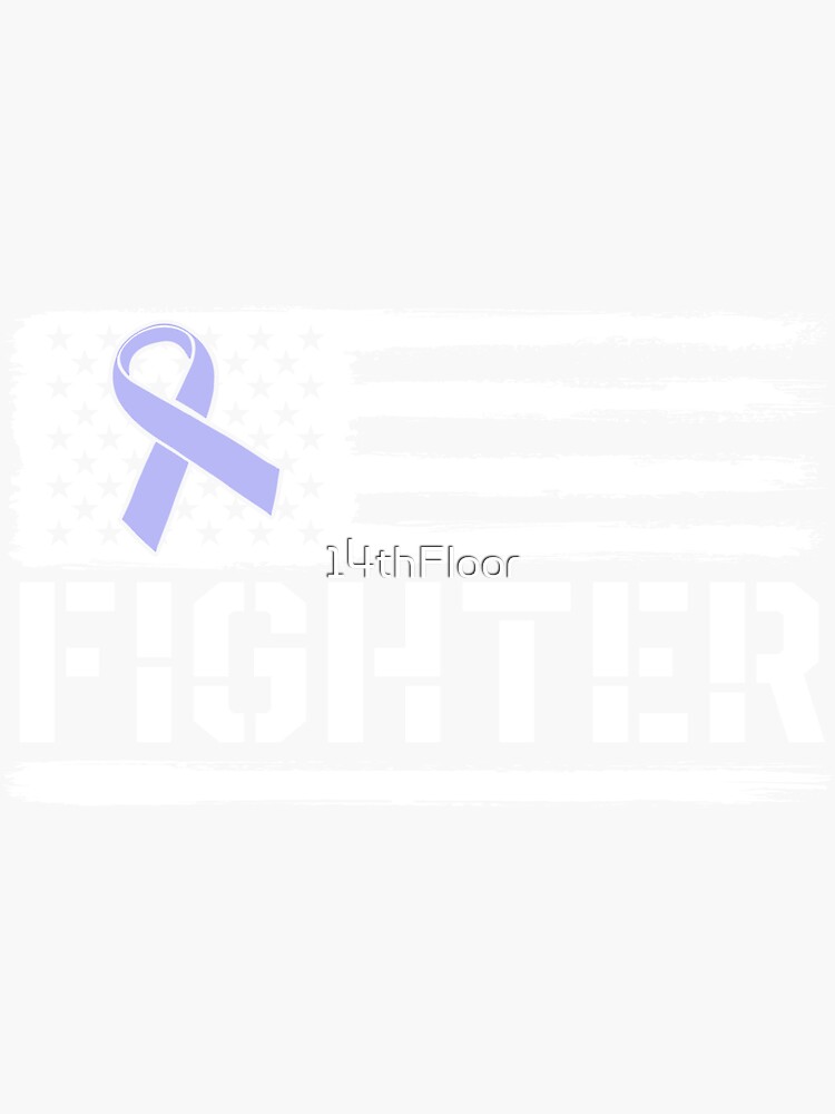 "Stomach Cancer Awareness Fighter American Flag Periwinkle" Sticker for ...