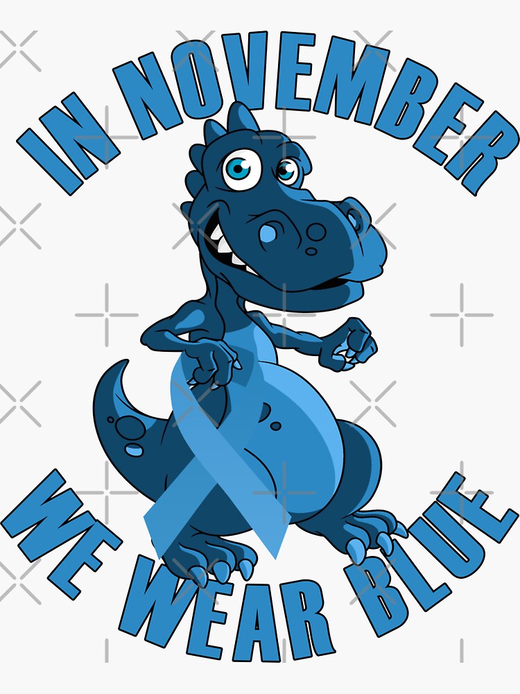 "In November We Wear Blue Cute Dino T-rex" Sticker for Sale by odrito ...