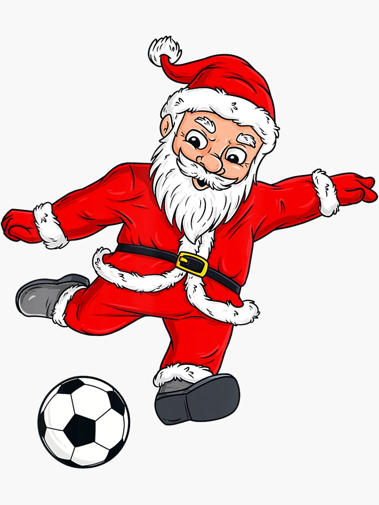 "Christmas Santa Claus Soccer Ball Boys Girls Kids Xmas Uiayy" Sticker ...