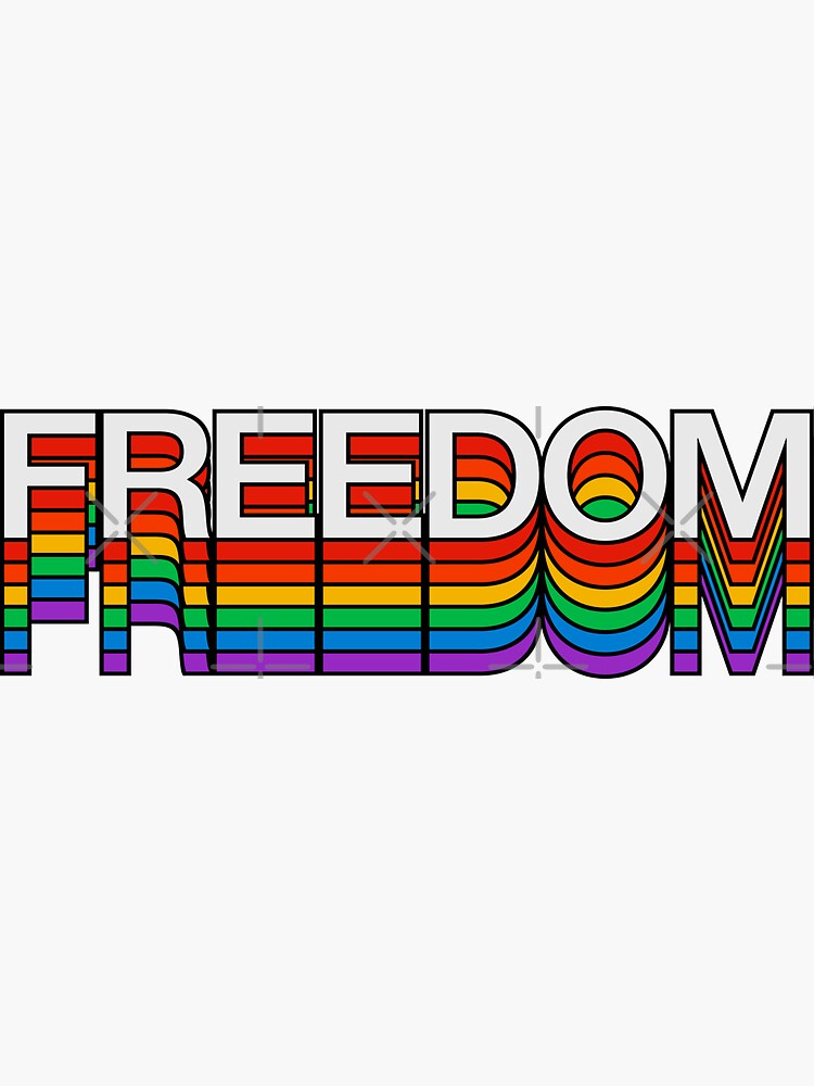 "freedom rainbow retro aesthetic modern typography" Sticker for Sale by ...