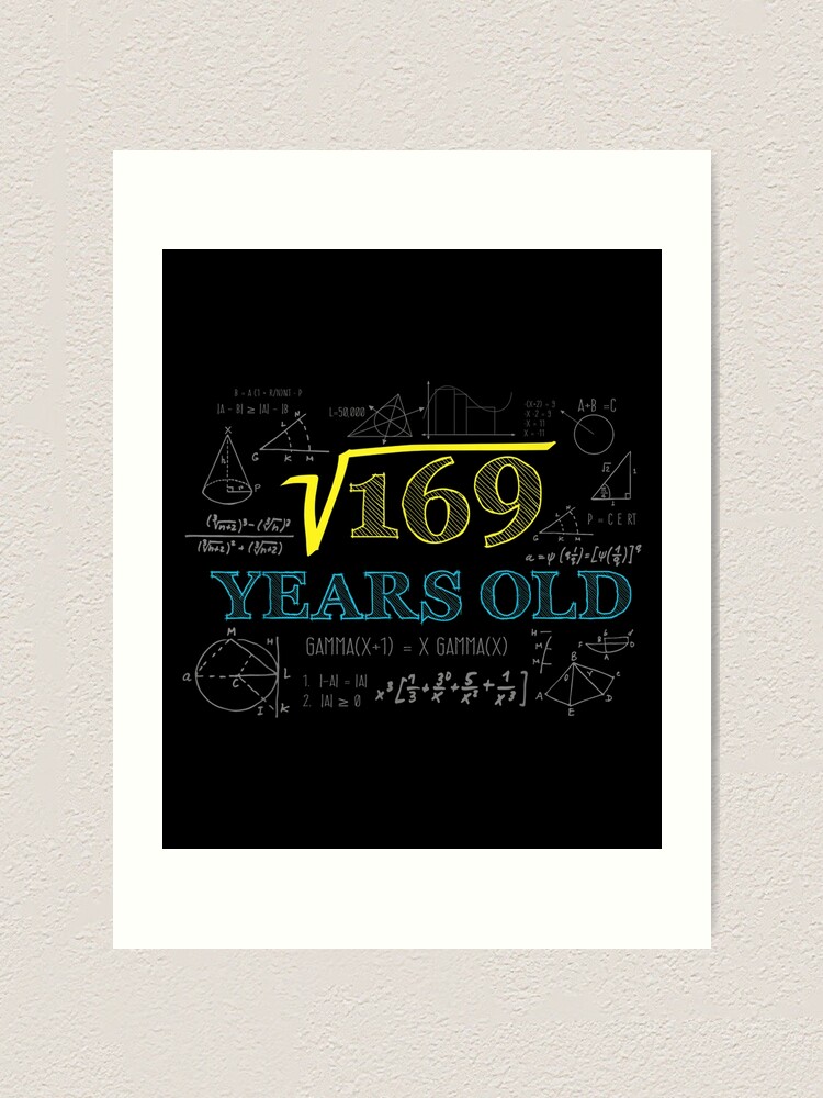 " Square Root 169 13th Birthday Graphic" Art Print by angelata | Redbubble