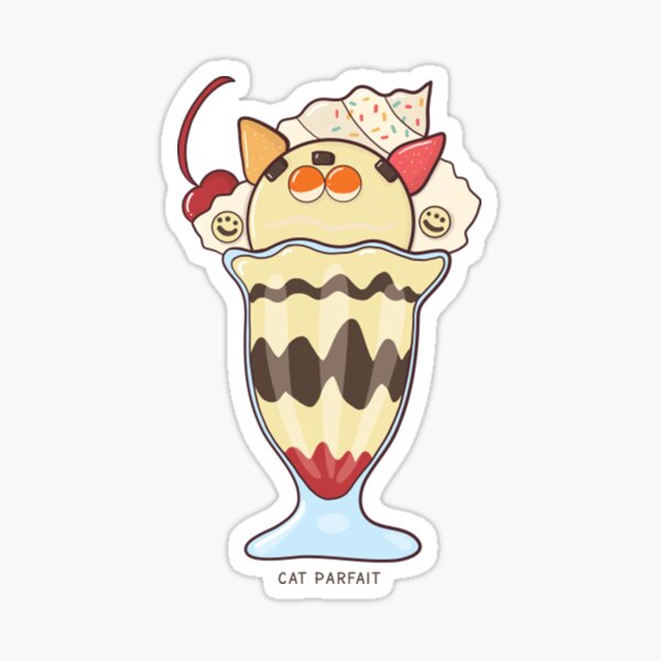 "Cute cat parfait ice cream illustration drawing " Sticker for Sale by ...